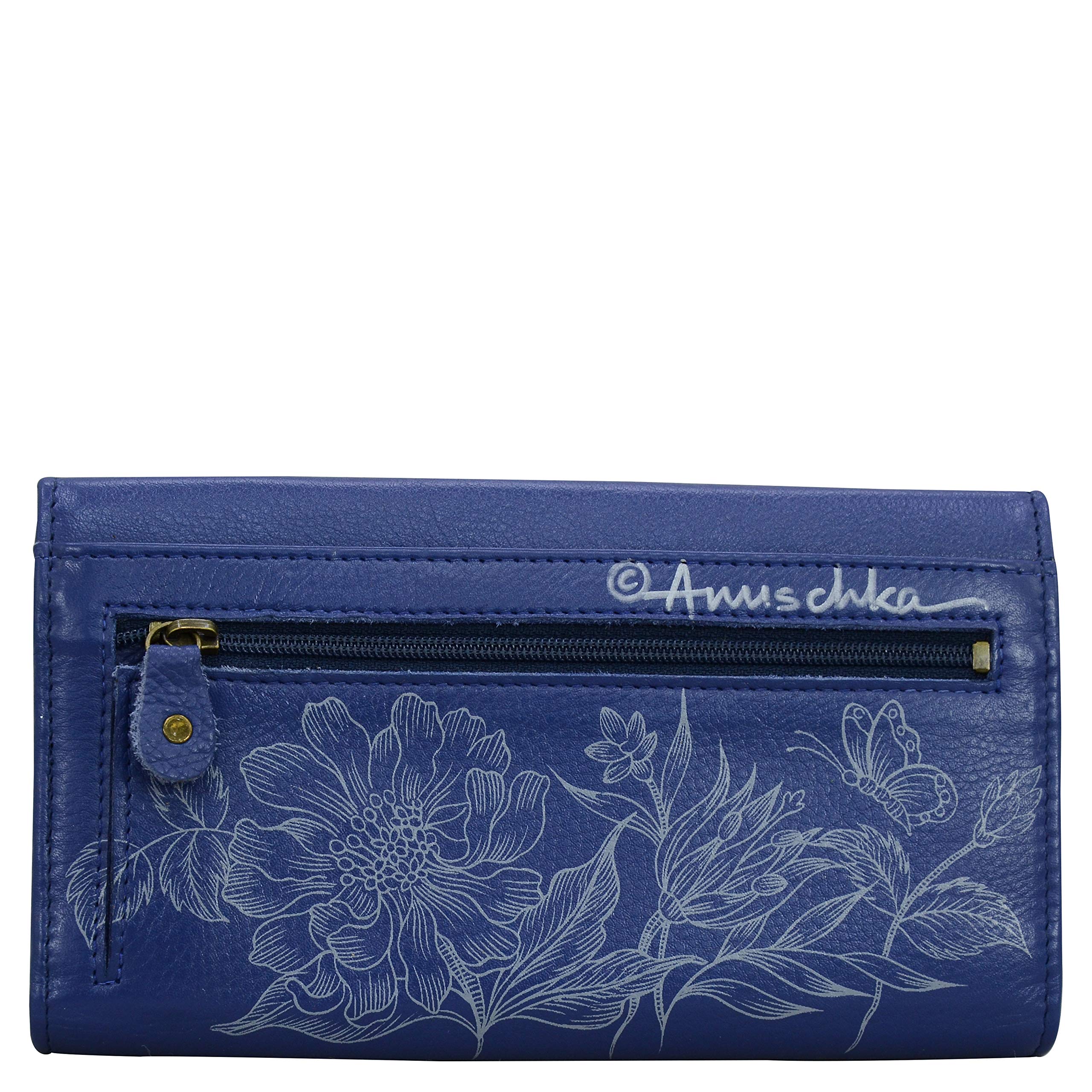 Anuschka Women’s Original Leather Hand-Painted RFID Blocking Three Fold Wallet, Garden of Delights
