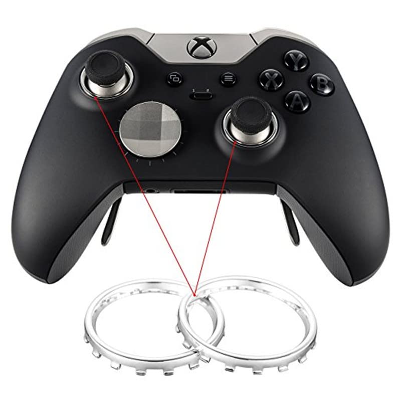 2PCS Thumbstick Accent Rings for Xbox ONE Elite E Controller Replacement (Silver)
