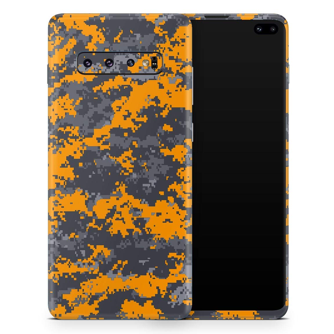 DesignSkinz Orange and Gray Digital Camouflage Protective Vinyl Decal Wrap Skin Cover Compatible with The Samsung Galaxy S20 (Screen Trim & Back Glass Skin)