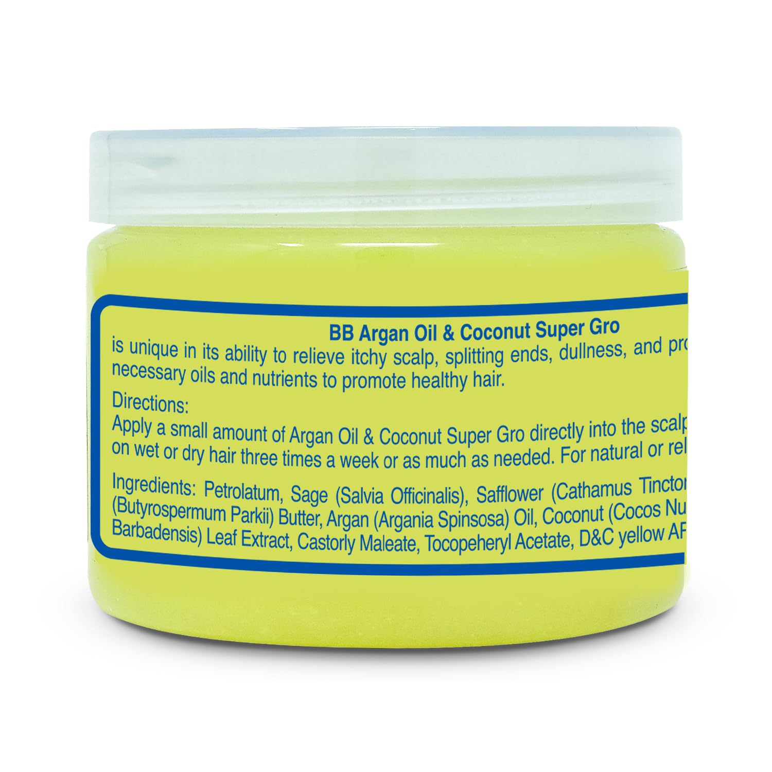 Bronner Bros Argan Oil & Coconut Super Gro - Hair Gel for Dry Itchy Scalp Treatment, Moisturizer, Reduces Dryness & Split-Ends - Made with Vitamin A, E, D, Sage, Argan Oil & Coconut Oil - 6 oz