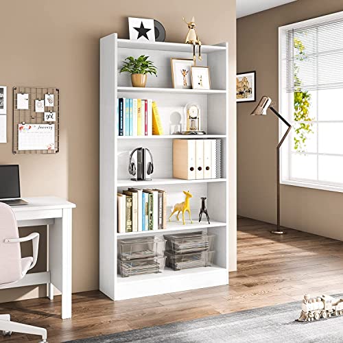 6-Tier Open Bookcase, 72 inches Large Tall Bookshelf, White - 11.81" D x 35.43" W x 72.04" H White Modern & Contemporary, Classic