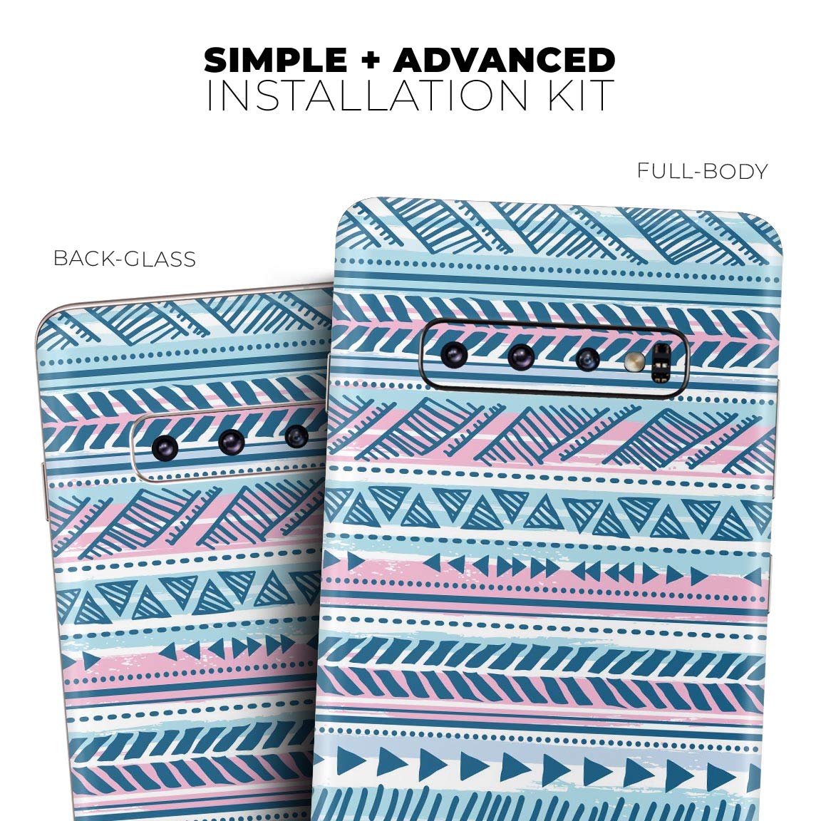 DesignSkinz Pink to Blue Tribal Sketch Pattern Protective Vinyl Decal Wrap Skin Cover Compatible with The Samsung Galaxy S20 (Screen Trim & Back Glass Skin)