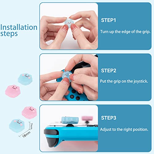 4PCS Jusy Thumb Grip Caps Compatible with Nintendo Switch/OLED/Switch Lite, Soft Silicone Joy-Con Joystick Grip Cute 3D Analog Stick Cover Doughnuts, 132