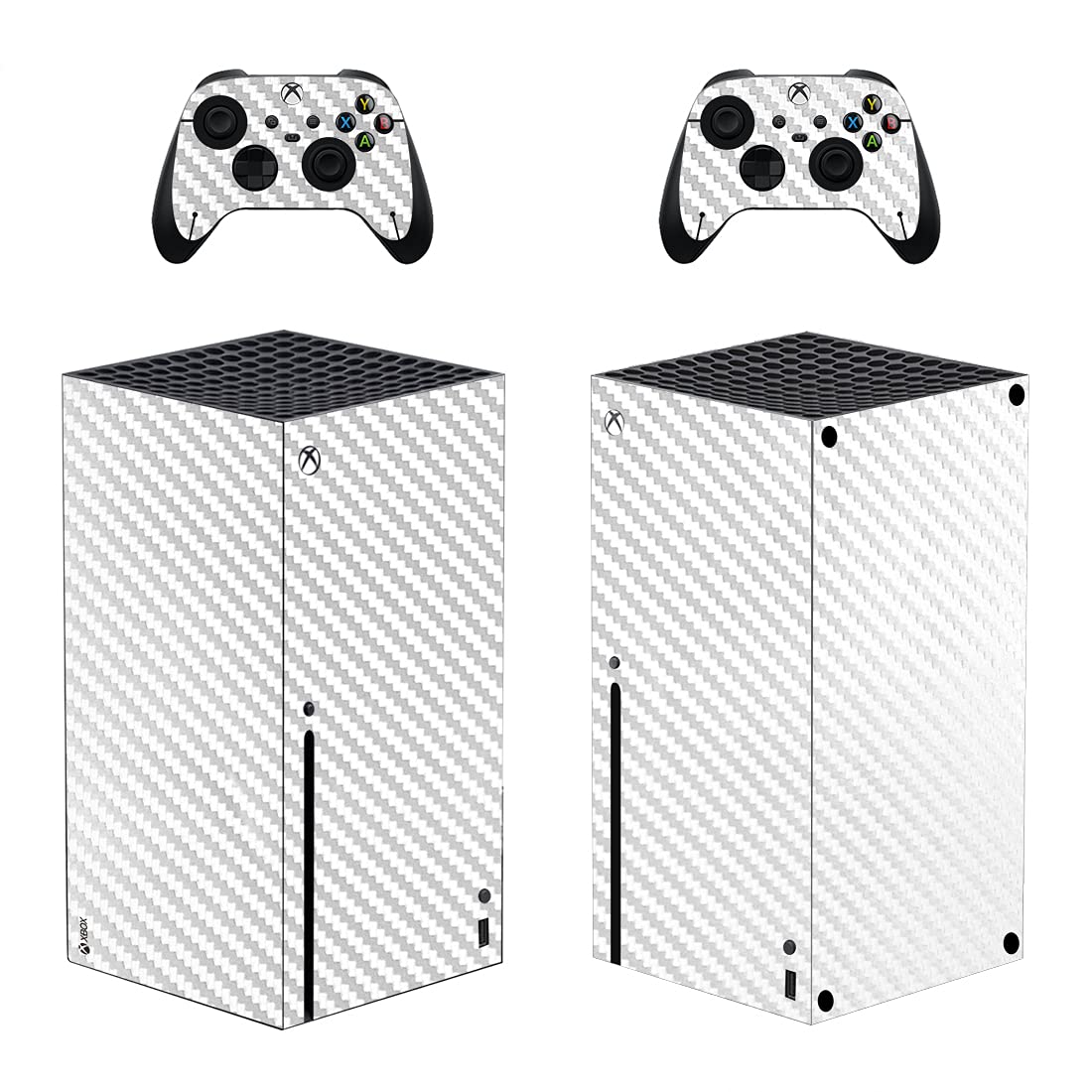 Adventure Games - Carbon Fiber, Ultra White - Vinyl Console Skin Decal Sticker + 2 Controller Skins Set - Compatible with Xbox SERIES X