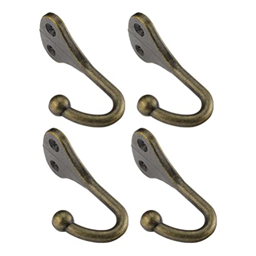 4Pcs Rustic Coat Hooks Single Prong Hanger Wall Vintage Hooks Zinc Alloy Hooks Curtain Tieback Hooks Bedroom Clothes Hooks with Screws for Key Towel Scarf Bag Bronze