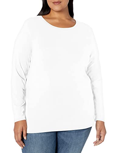 Amazon Essentials Women's Classic-Fit Long-Sleeve Crewneck T-Shirt (Available in Plus Size), White, X-Large