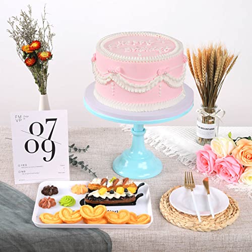 3 Piece Metal Cake Stand, Cake Pop Stand Set of Disc Diameter 8" 10" 12", Tall Cake Stands for Dessert Table, Perfect Display for Wedding, Graduation Party, Birthday, Baby Shower, Decorations (Blue)