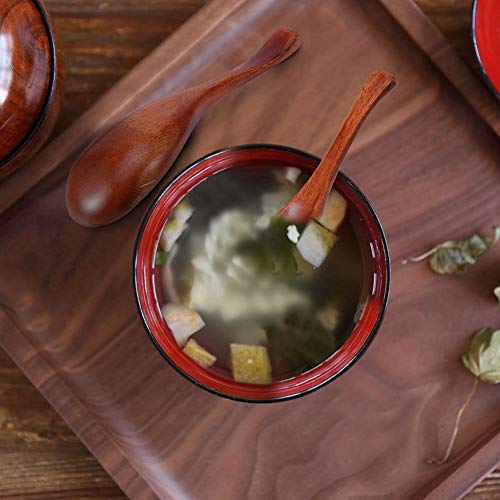 2pcs Household Wooden Soup Short Handle Spoon Dinner Tableware Cutlery Kitchen Accessory