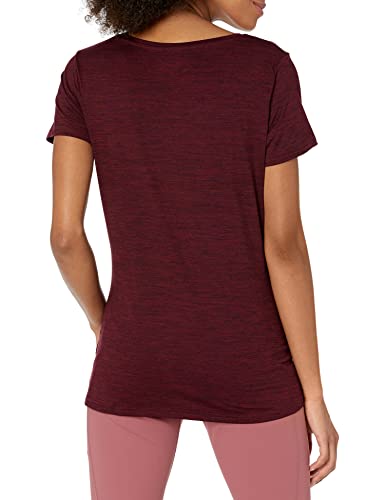 Amazon Essentials Women's Tech Stretch Short-Sleeve V-Neck T-Shirt (Available in Plus Size), Pack of 2, Black/Burgundy Space Dye, X-Large
