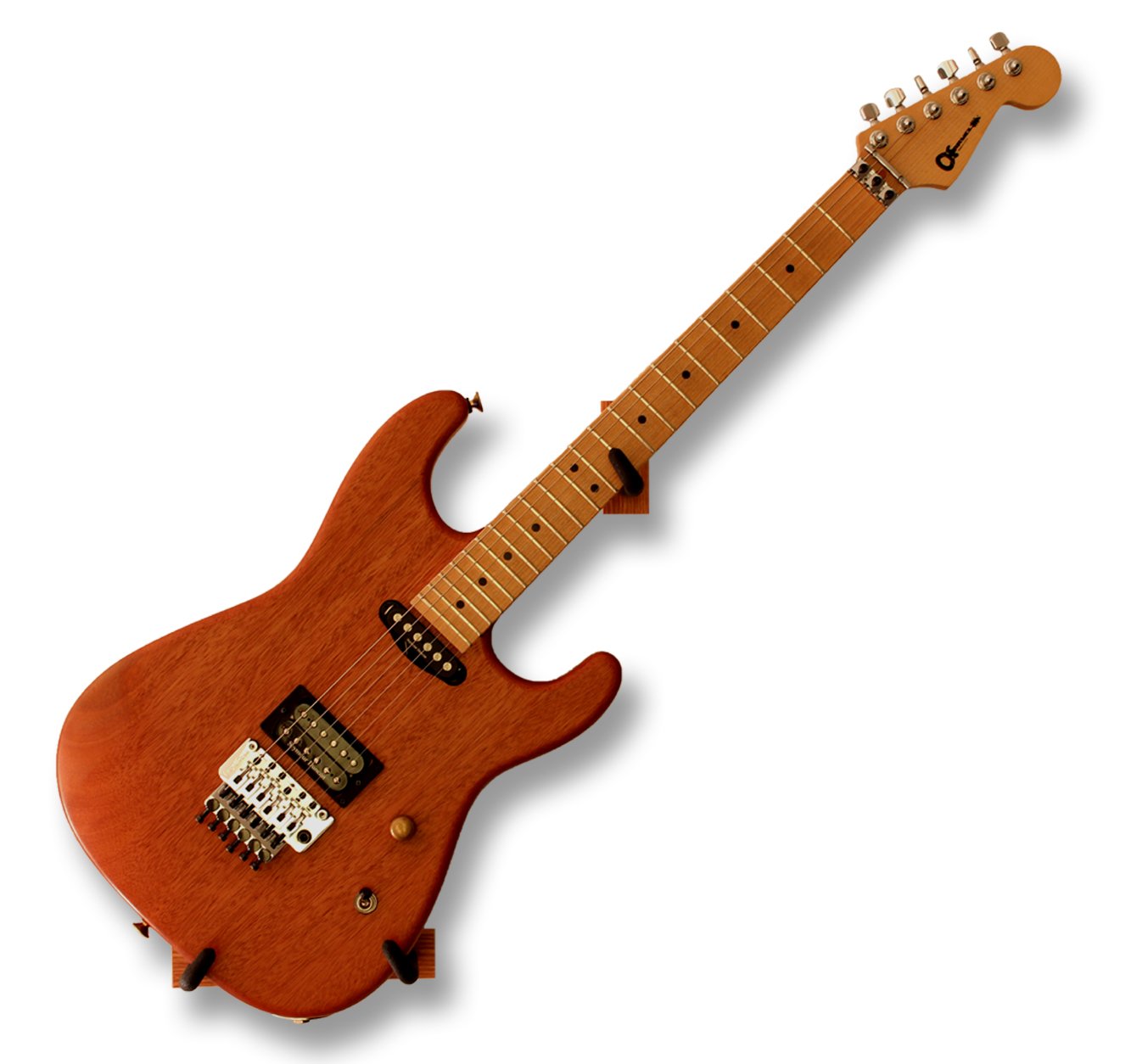 Angled Guitar Wall Hanger Display for Electric and Thin Body Guitars- Classic Finish