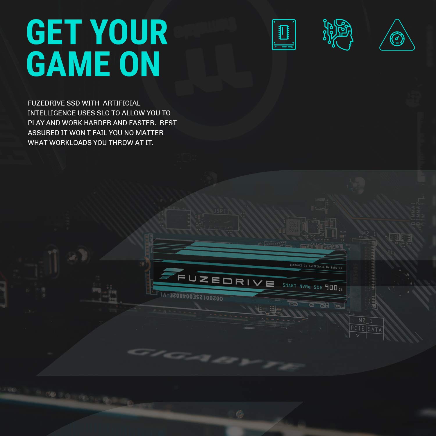 Enmotus FuzeDrive SLC Hybrid SSD 900GB PRO Gaming M.2 Gen 3 PCIe NVMe Built-in Artificial Intelligence w/ x4 TBW Endurance, Up to 3470 MB/s Read β 2000MB/s Write (P200-900/24)