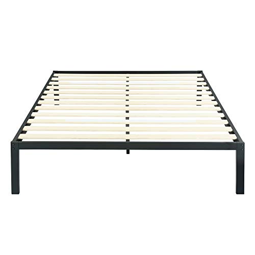 Olee Sleep 14 inch Modern Metal Platform Bed Frame / Mattress Foundation / Wood Slat Support / No Box Spring Needed, Full, Black