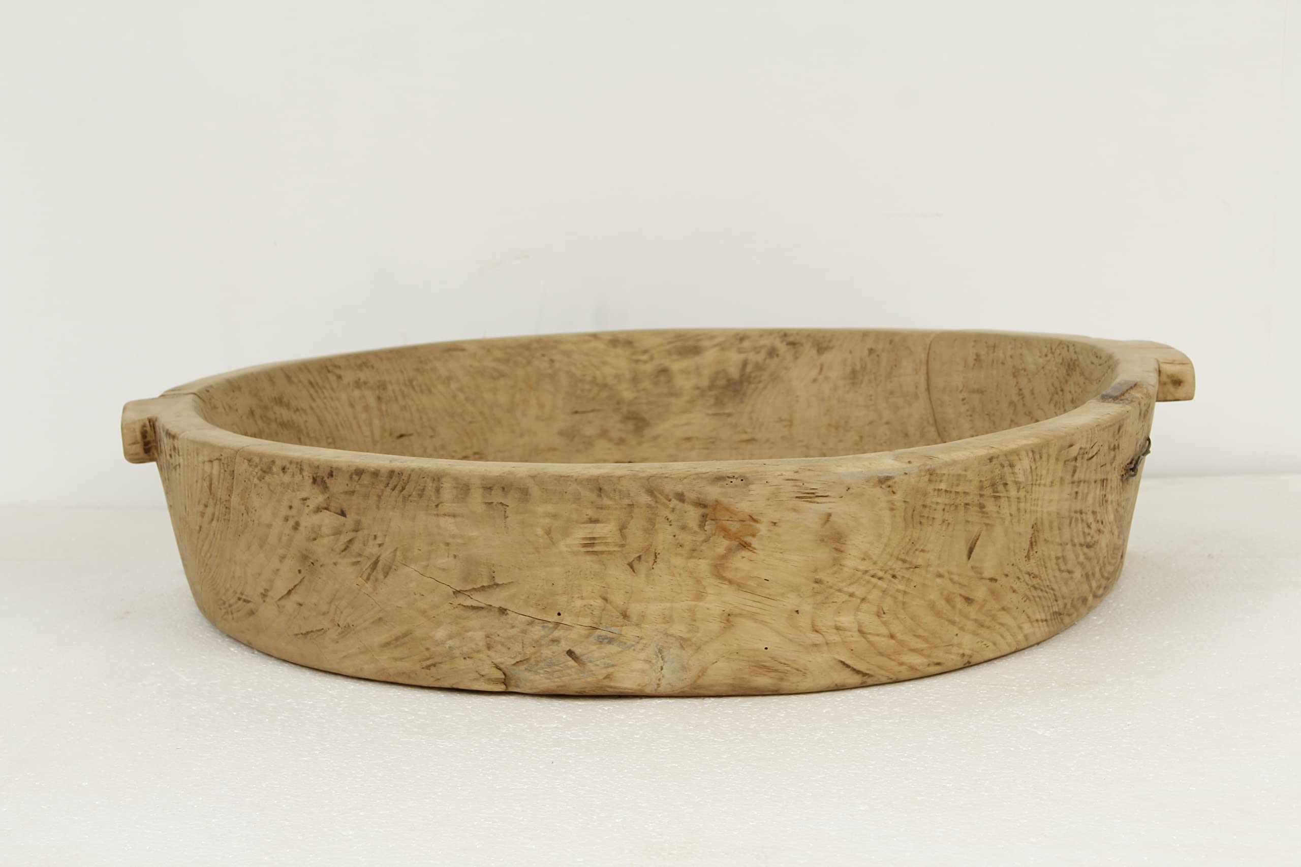 Artissance Approx. 24" Wide 7" High Large Round Weathered Natural Wooden Indoor/Outdoor Antique, Home Kitchen Dining Garden Display Plate (Size & Finish Vary) Serving Trays