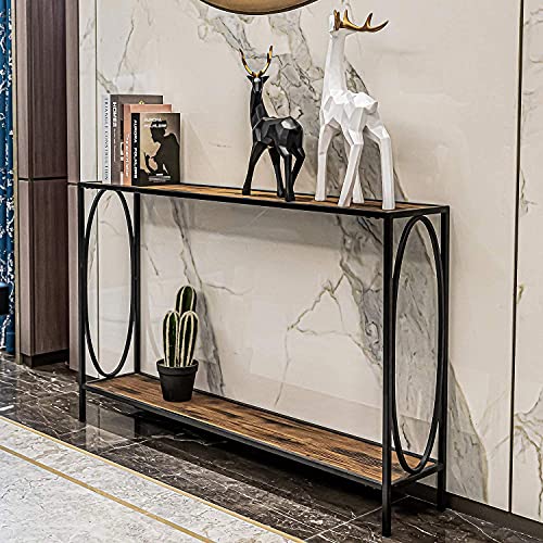 2 Tier Narrow Console Sofa Entryway Table with Storage Shelf for Living Room Hallway Foyer Corridor Office, 47" L x 9" W x 29" H