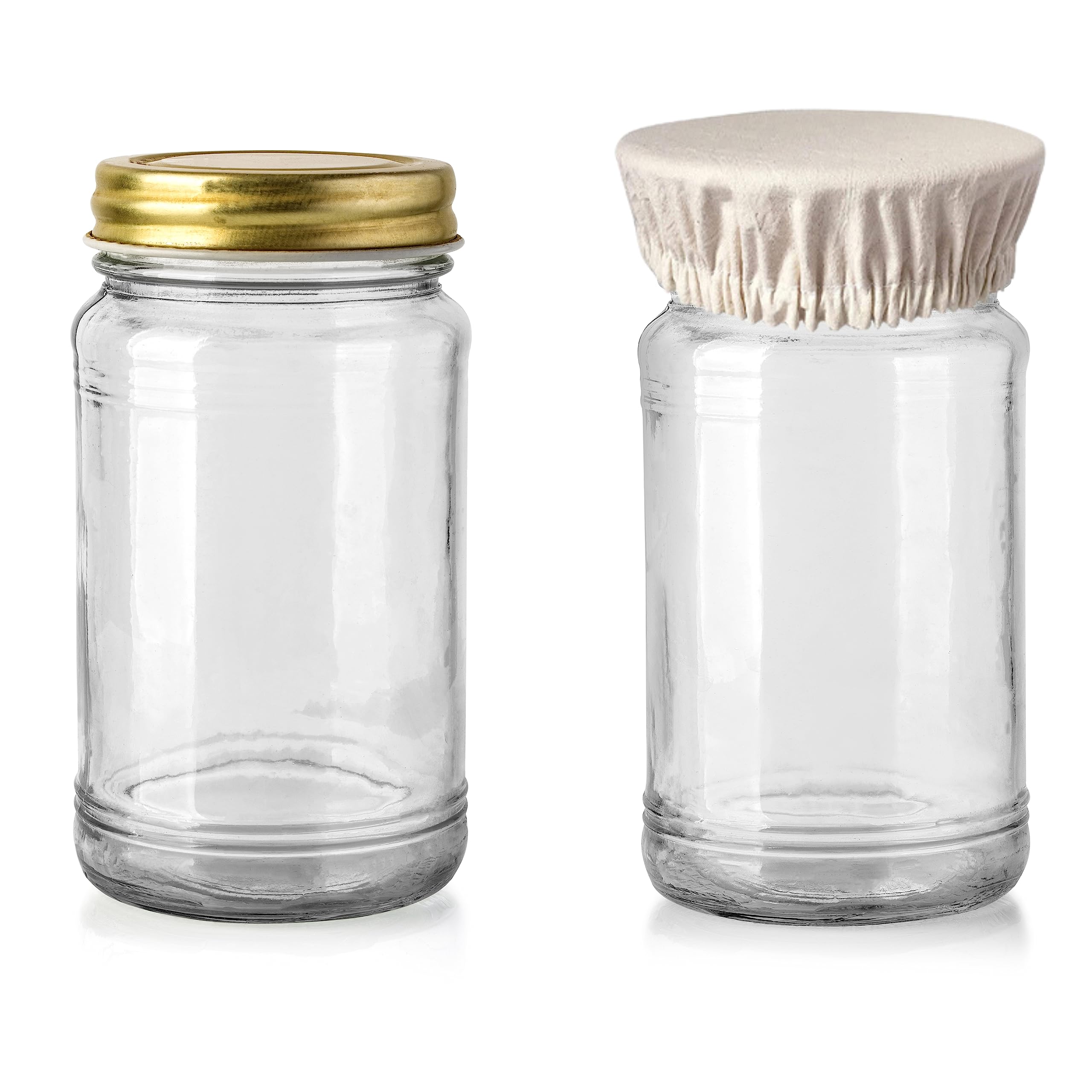 3- Pack Organic Jar Covers Unbleached Reusable 100% Cotton Elastic Kombucha Cloth Canning Lids - Ecofriendly (Fits Jar mouth ranging 2.5"- 4.5")
