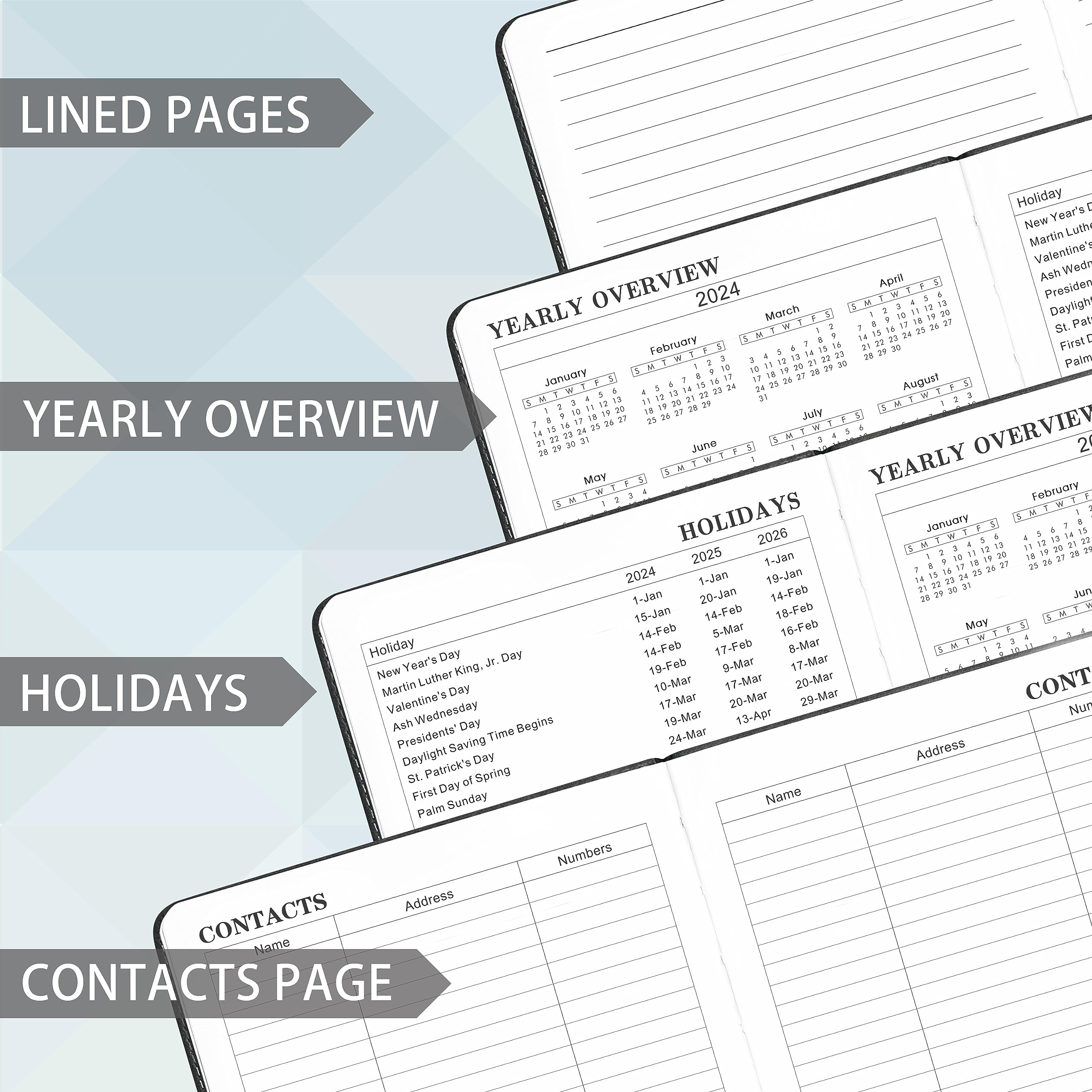 2024-2025 Planner - Planner 2024-2025, 2024-2025 Weekly Monthly Planner, July 2024 - June 2025, 5.7'' x 8.4'', Thick Paper, Leather Cover, Pen Holder, Back Pocket, Perfect Daily Organizer - Grey