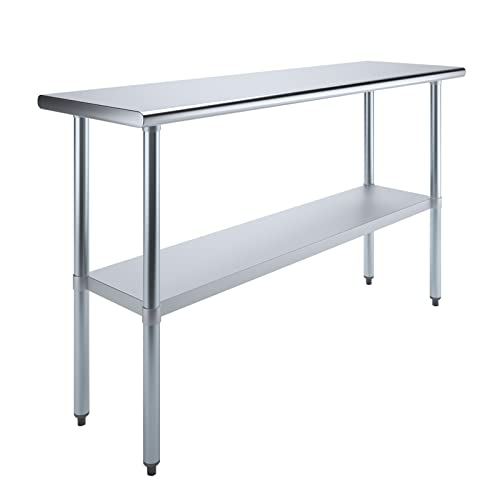 AmGood 18" X 60" Stainless Steel Work Table | Metal Kitchen Food Prep Table | NSF
