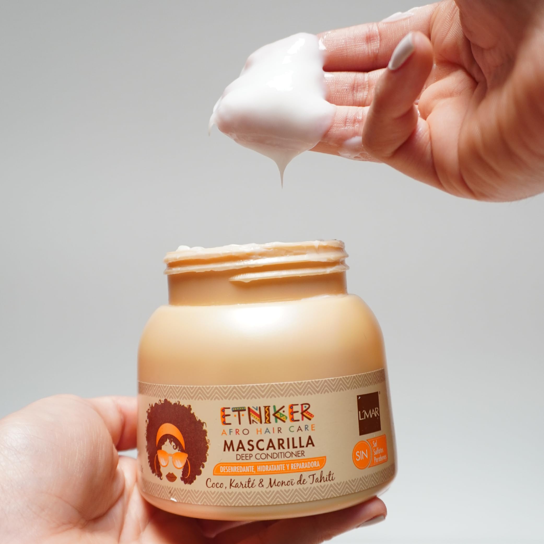 ETNIKER Deep Conditioning Mask for Afro-Curly, Wavy hair | Detangle, Soften & Moisturize | Coconut Oil, Shea Butter, Monoi Oil | Free from Salt, Sulfates, Parabens by Lmar | 10.5oz"
