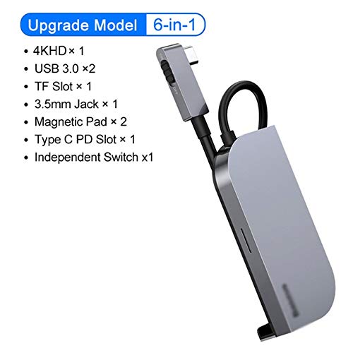 SXYLTNX 6 in 1 USB C HubType C Hub to 4K HD USB 3.0 PD Port 3.5mm Jack USB-C USB Hub Adapter