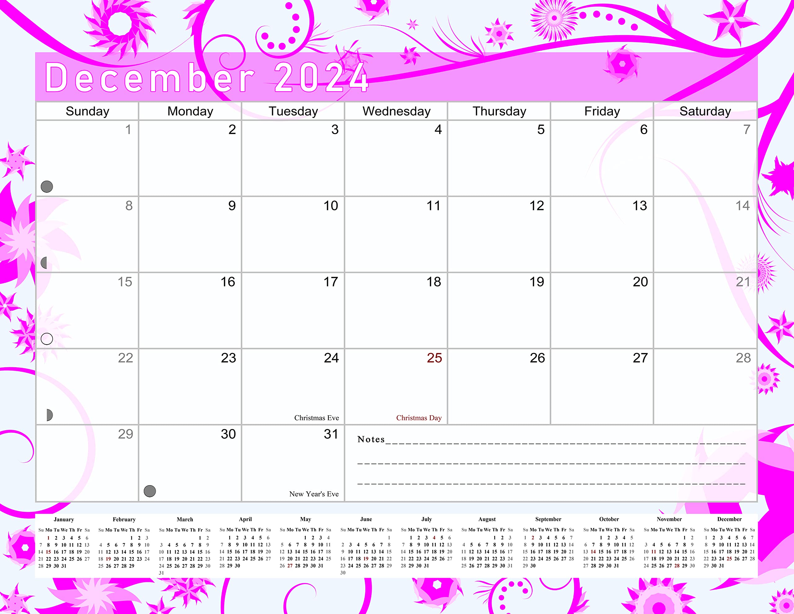2024 Monthly Spiral-Bound Wall/Desk Calendar - 12 Months Desktop/Wall Blotter Calendar/Planner - (Edition #010)