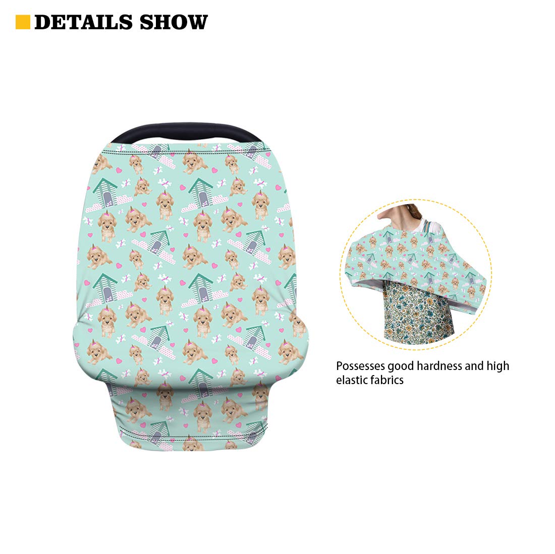 JEOCODY Cow Print Baby Car Seat Carseat Canopy Covers Personalised Nursing Privacy Protection Multi-Use Breastfeeding Shawl