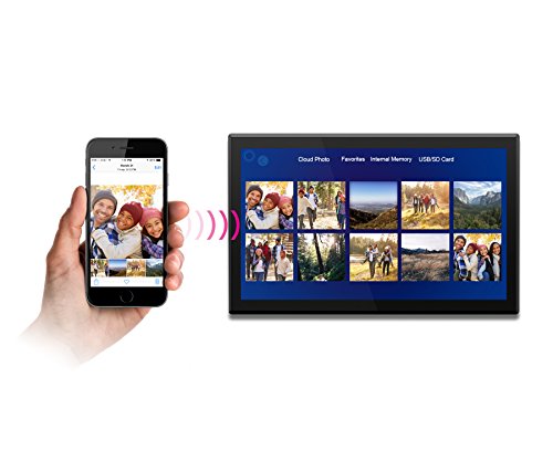 Aluratek 10" WIFI Digital Photo Frame w/ Touchscreen IPS Display, 32GB Mem, 1280 x 800 Res, Easy Setup to Share Photo/Video Wirelessly from Anywhere - AWDMPF110F