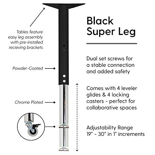 Factory Direct Partners 10076-GYBK Mobile Half Moon Activity School and Office Table (36" x 72"), Super Legs with Glides and Casters, Adjustable Height19-30" - Gray Top and Black Edge