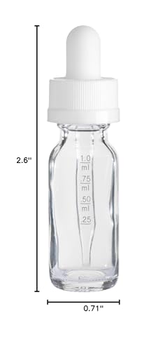 Comfort Axis Child Resistant Calibrated Glass Eye Dropper for 1/2 oz Bottle, White, 18-400 Neck Finish (10 Pack)