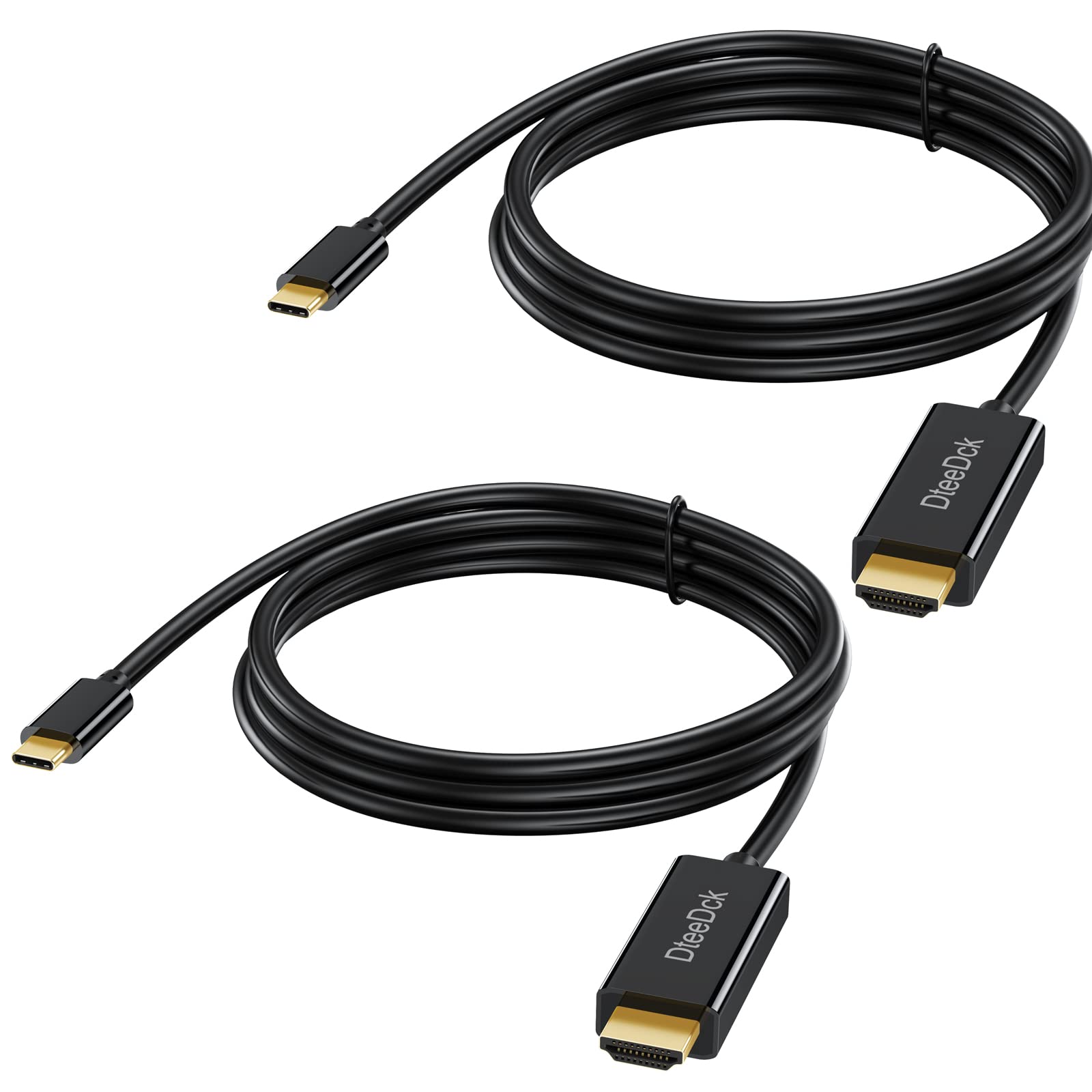 DteeDck USB C to HDMI Cable 6FT 2 Pack, 4K USB Type C to HDMI Adapter Video & Audio Output Thunderbolt 3 Thunderbolt 4 Compatible with MacBook pro, MacBook, iMac, Samsung, Surface Pro and More