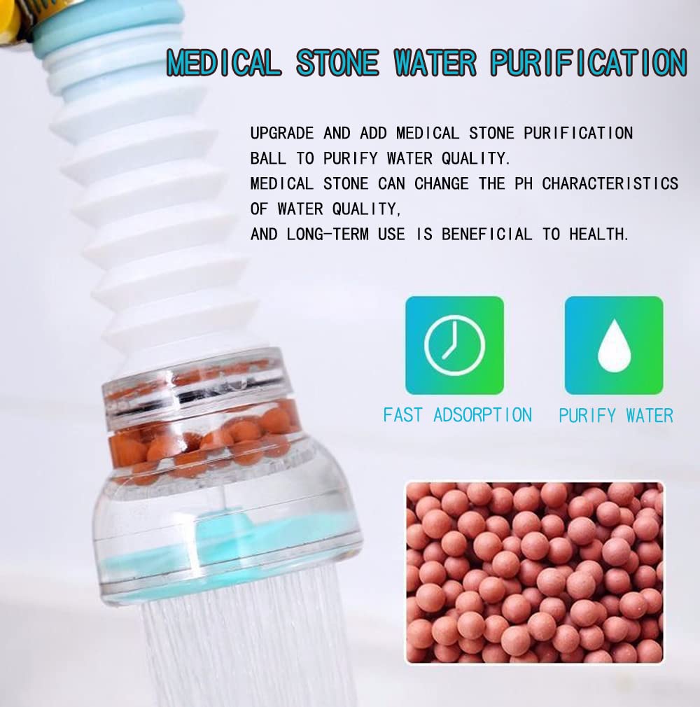 4every 360°Rotating Faucet Nozzle Water Filter 3PCS Filter Sprayer Faucet Water Saving Device Pressurized Shower Faucet Accessories Household Kitchen Faucet Filter Silicone Mouth Long Service Life
