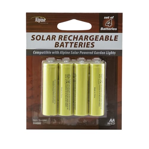 Alpine Corporation AA Ni-CD Replacement Rechargeable Batteries for Solar Powered Garden Lights, Set of 4