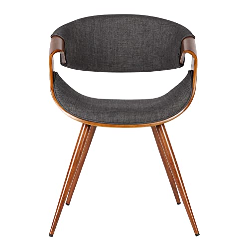 Armen Living Butterfly Dining Chair in Charcoal Fabric and Walnut Wood Finish 22D x 21W x 29H in