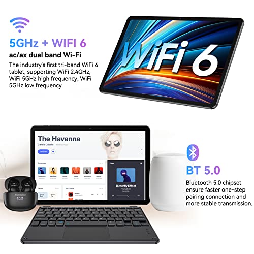 Blackview Tablet Android 12 Tab 8 WiFi Tablets 10.1 Inch 7GB(4+3 Expand) RAM+64GB/1TB ROM Quad Core Processor 6580mAh 1280×800 HD+IPS Display 13MP+8MP Daul Camera WiFi 6 BT 5.0 GMS Gray