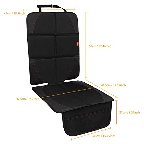 MORROLS Car Seat Protector, 2 Pack Carseat Protector with Thick Padding, Baby/Pets for Child Car Seat-Mesh Pockets-Waterproof-Universal Size(Black)