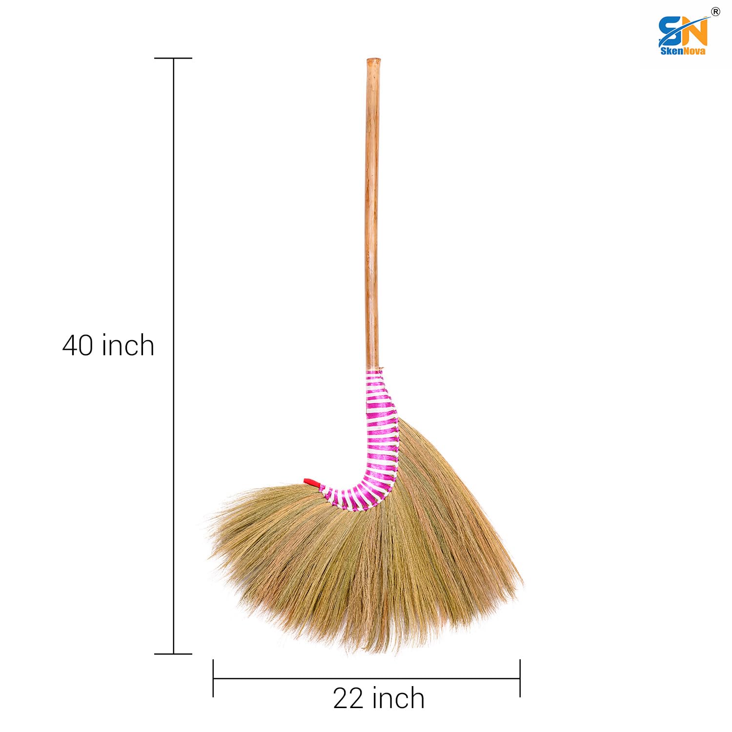 SN SKENNOVA - 40 inch Tall of Asian Flower Grass Broom Witch Broom Bamboo Stick Handle