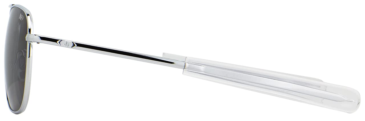 AO Original Pilot Sunglasses - Silver - True Color Gray SkyMaster Glass Lenses - Bayonet Temple - Polarized - 52-20-140