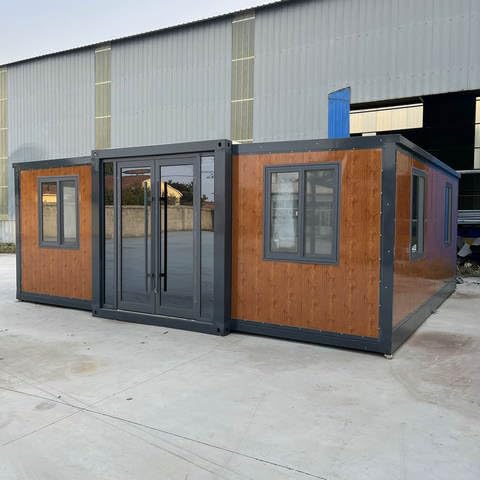 20FT Prefab Container House, 2 Bedroom, Steel Portable Villa with Bathroom, Hurricane-Proof, Waterproof & Insulated, 20ft