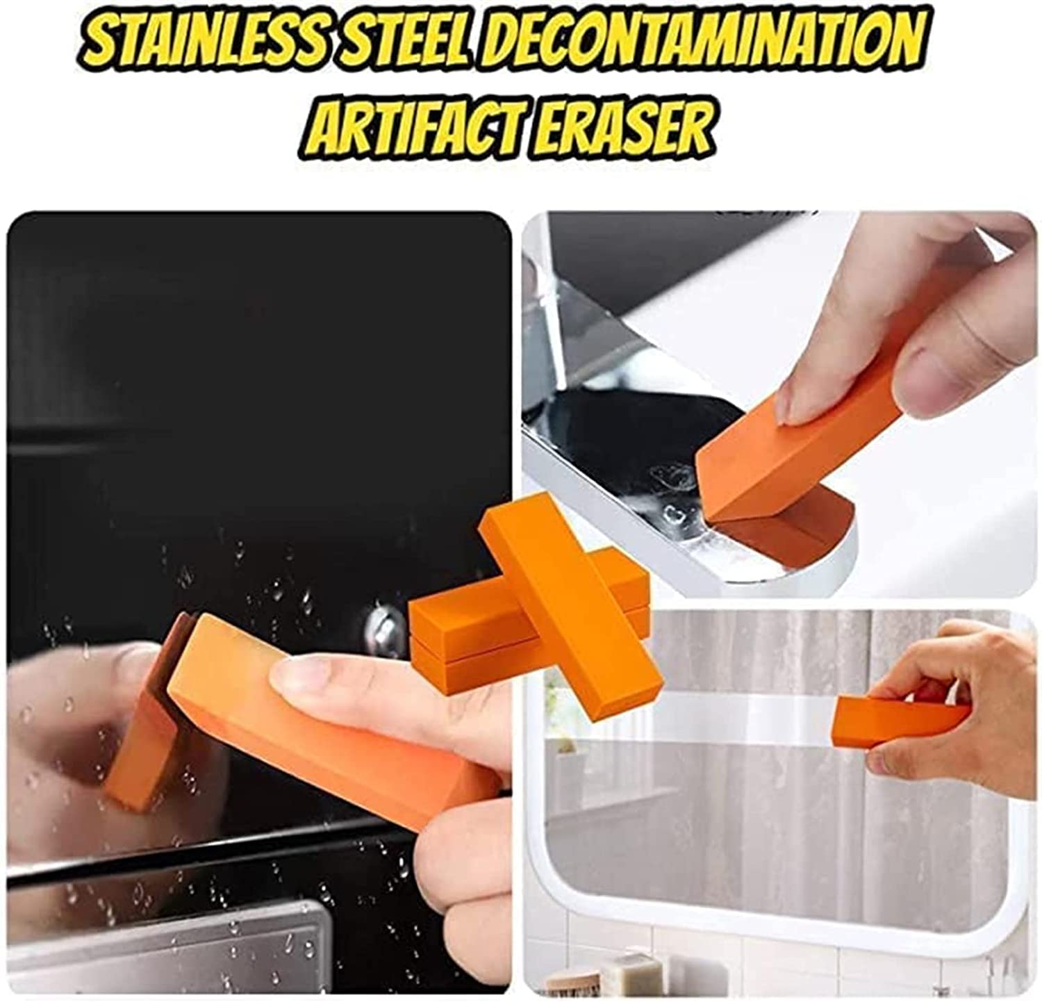 2022 New Stainless Steel Stain Eraser - Magic Eraser Stainless Steel Stain Remover, Stainless Steel Decontamination Artifact for Kitchen (2 Pcs)