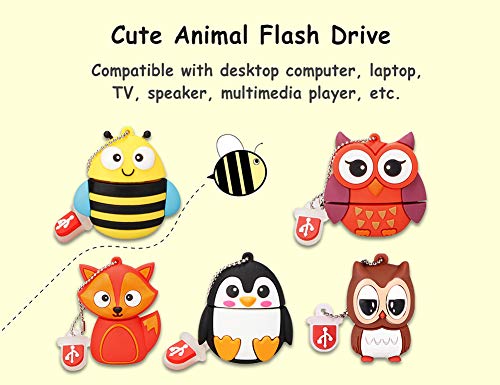 Cute Animal Shaped USB Flash Drive 16GB 5 Pack, Wiedeus Cartoon Memory Stick Student Gifts Novelty Thumb Drives