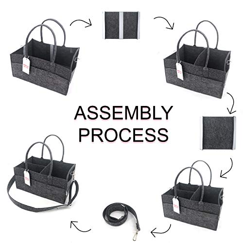 HOMEVAGE Diaper Caddy Caddies Organizer, Baby Cloth Diapering, Tote Bag, Nursery Storage Bin for Changing Table, Portable Car Travel Organizer (Black)