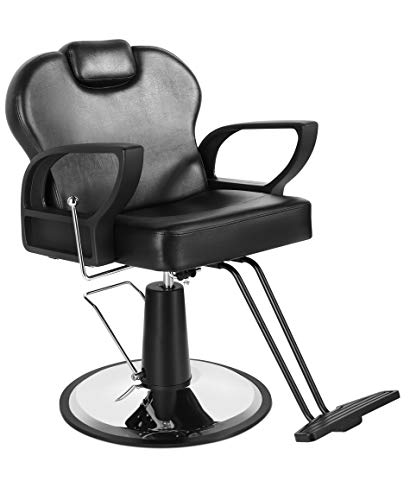 Eastmagic All Purpose Barber Chair Reclining Salon Chair for Hair Stylist Heavy Duty Base Black