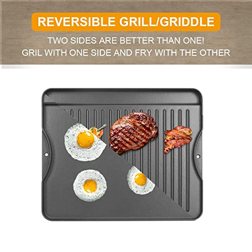 2-in-1 Reversible 14β x 16β Pre-Seasoned Cast Iron Cooking Griddle for Gas Stove/Charcoal/Electric/Propane/Gas Grill, Flat Griddle Top Plate for Camping Tailgating
