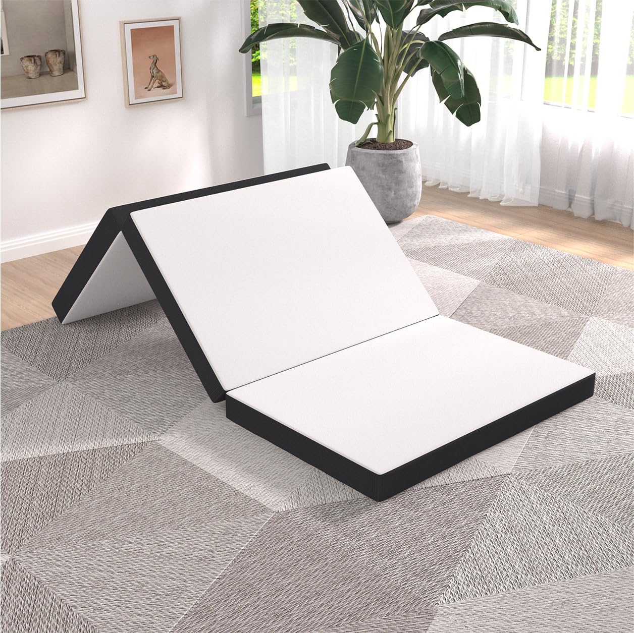 3-Inch Tri-Folding Memory Foam Mattress - Portable Folding Mattress with Breathable Mesh, Removable Cover, Comfortable Support, Therapeutic Qualities, Full Mattress (78"x38"x3")