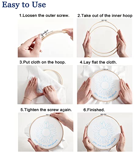 Armindou 3 Sets Embroidery Starter Kits with Sunflower Pattern for Adults Beginners, Floral Stamped Cross Stitch Kit Hand DIY Needlepoint Kit, 3 Embroidery Hoops, 3 Embroidery Fabric, Needles, Threads