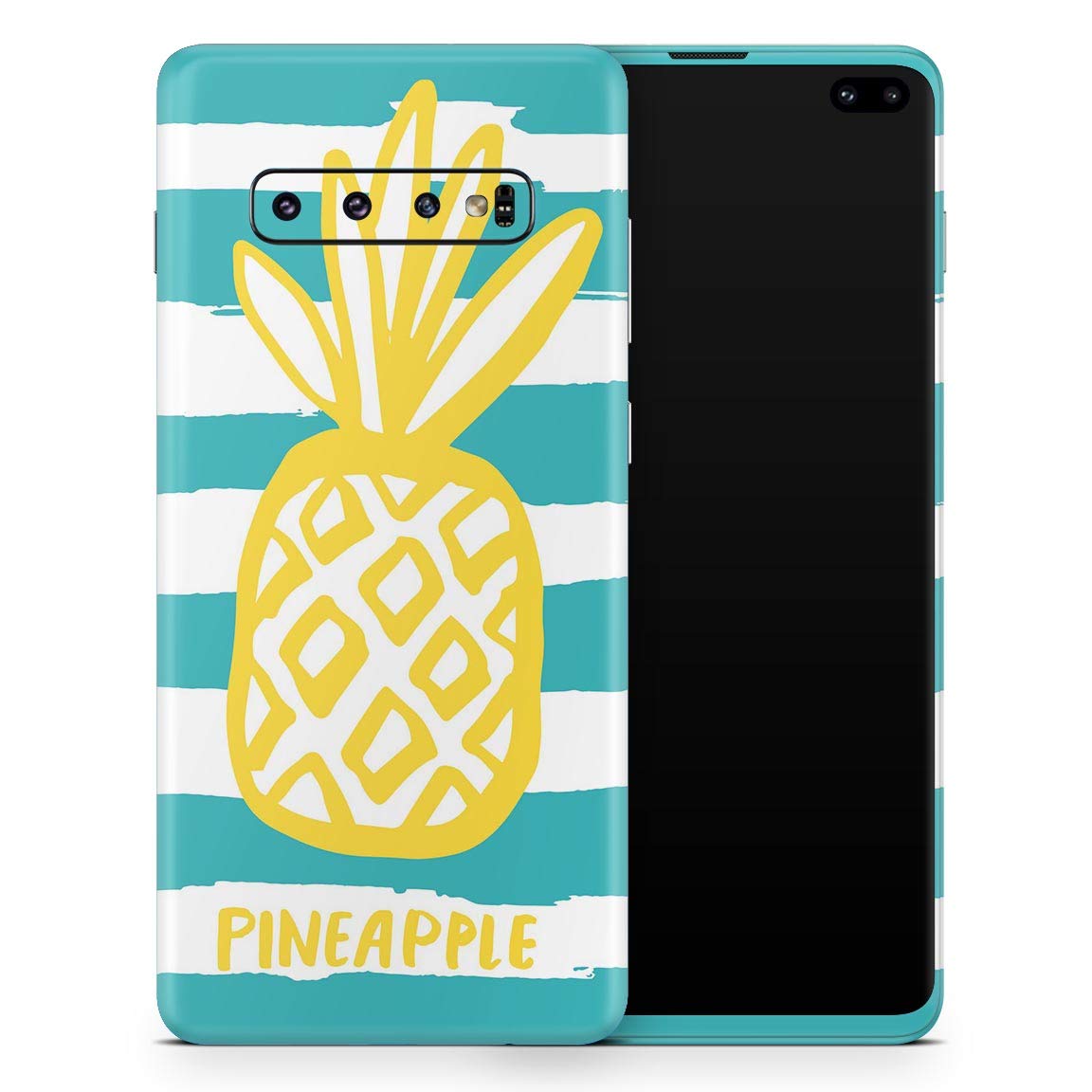 DesignSkinz Striped Mint and Gold Pineapple Protective Vinyl Decal Wrap Skin Cover Compatible with The Samsung Galaxy S20 (Screen Trim & Back Glass Skin)