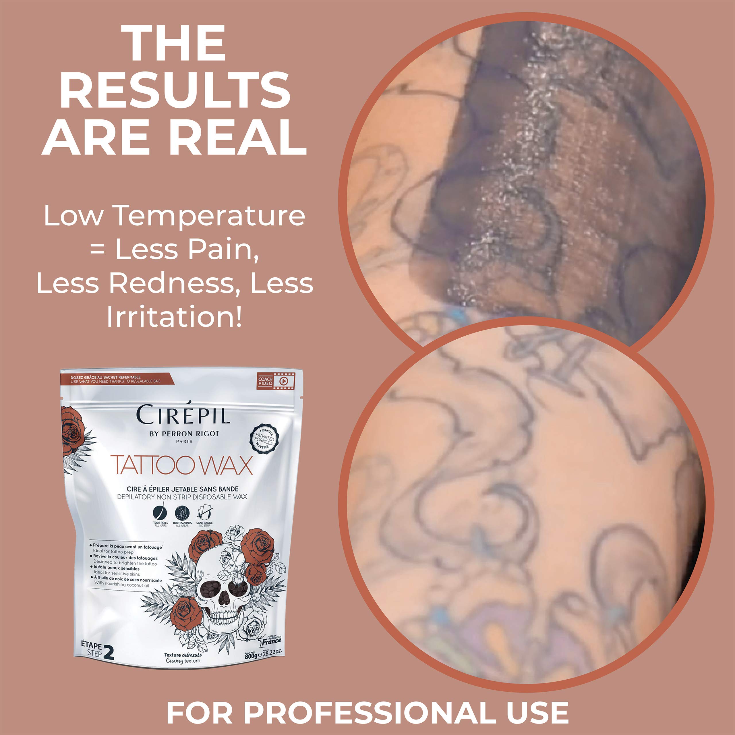 Cirepil - TATTOO - Sublim Care - 800g, 28.22oz Patented Wax Beads for Tattooed Areas - Illuminates, Redefines & Brightens Skin