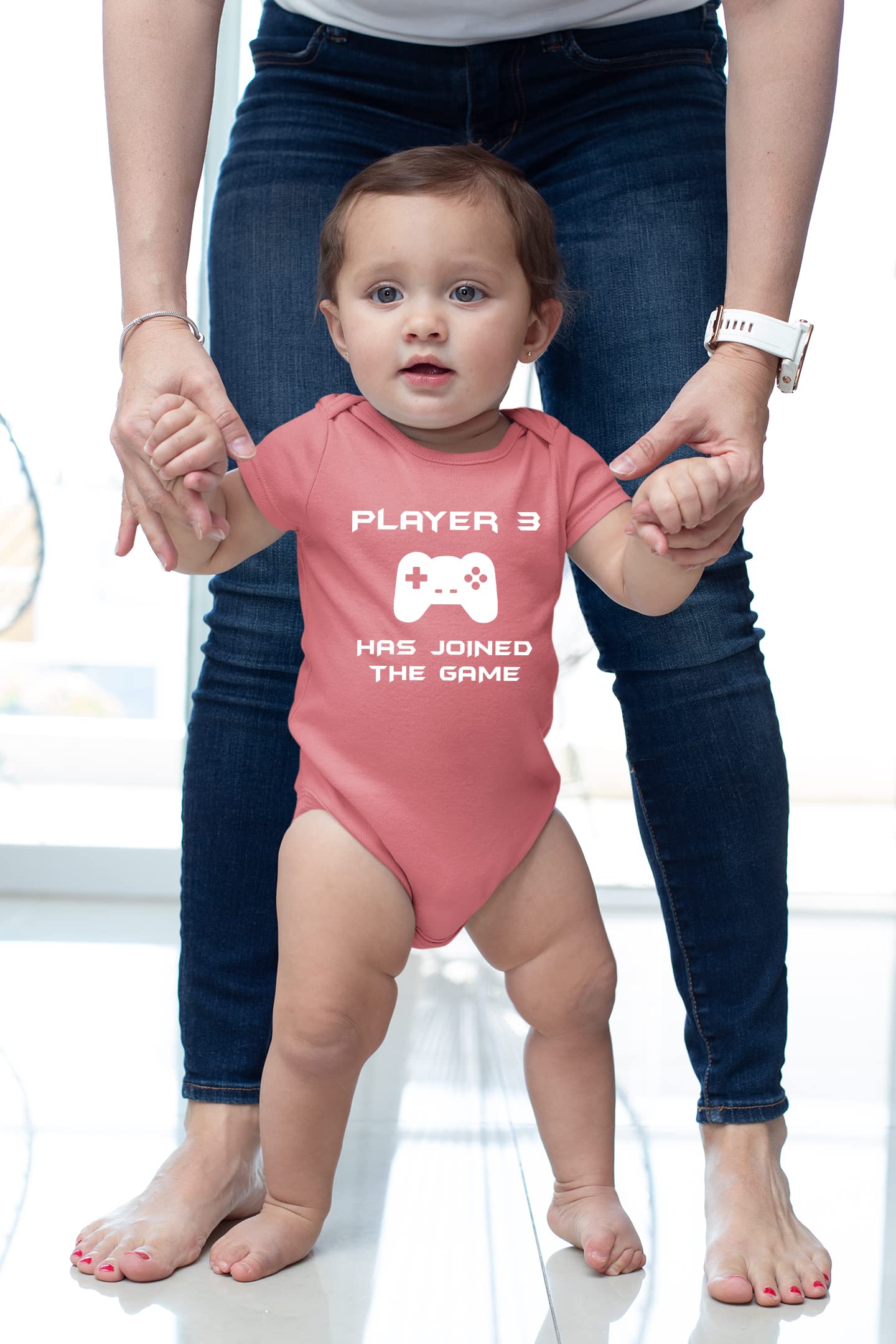 Unordinary Toddler player 3 has entered the game joined newborn baby outfits cute funny bodysuit (Mauve, 0-3 Months)