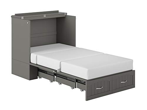 AFI Southampton Murphy Bed Chest with Charging Station, Twin XL, Grey