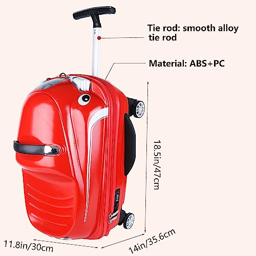 ELDA 20" Kids Ride-on Travel Suitcase Trolley Children's Carry On Hardside Rolling Luggage with Wheels,TSA Lock,Car Design for Boys Girls