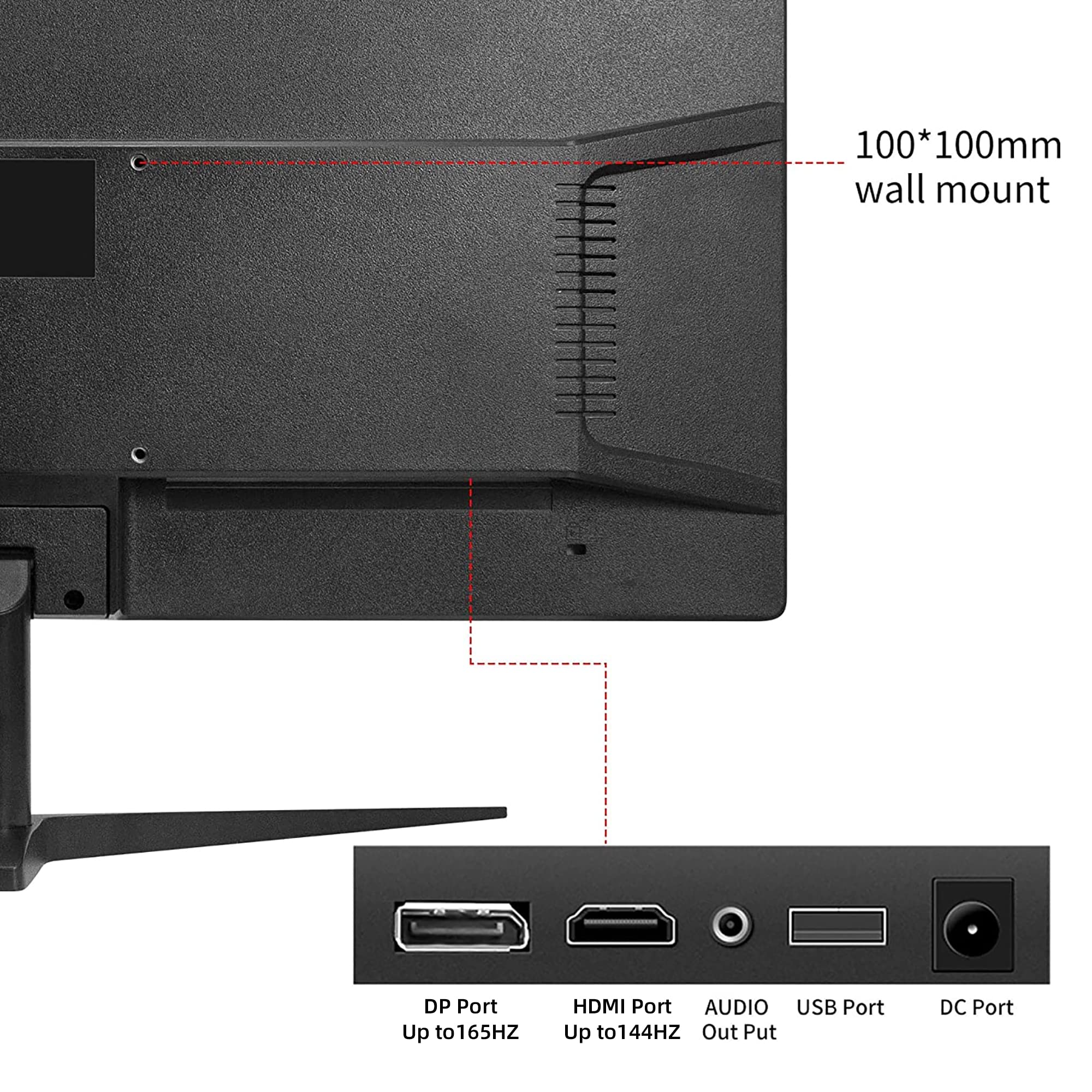 Thinlerain 24 Inch Monitor 144Hz FHD 1080p 2ms for Computer&Laptop| LED Monitors Build-in FreeSync | 2ms Response Time | VESA | DP Display Port & HDMI & USB